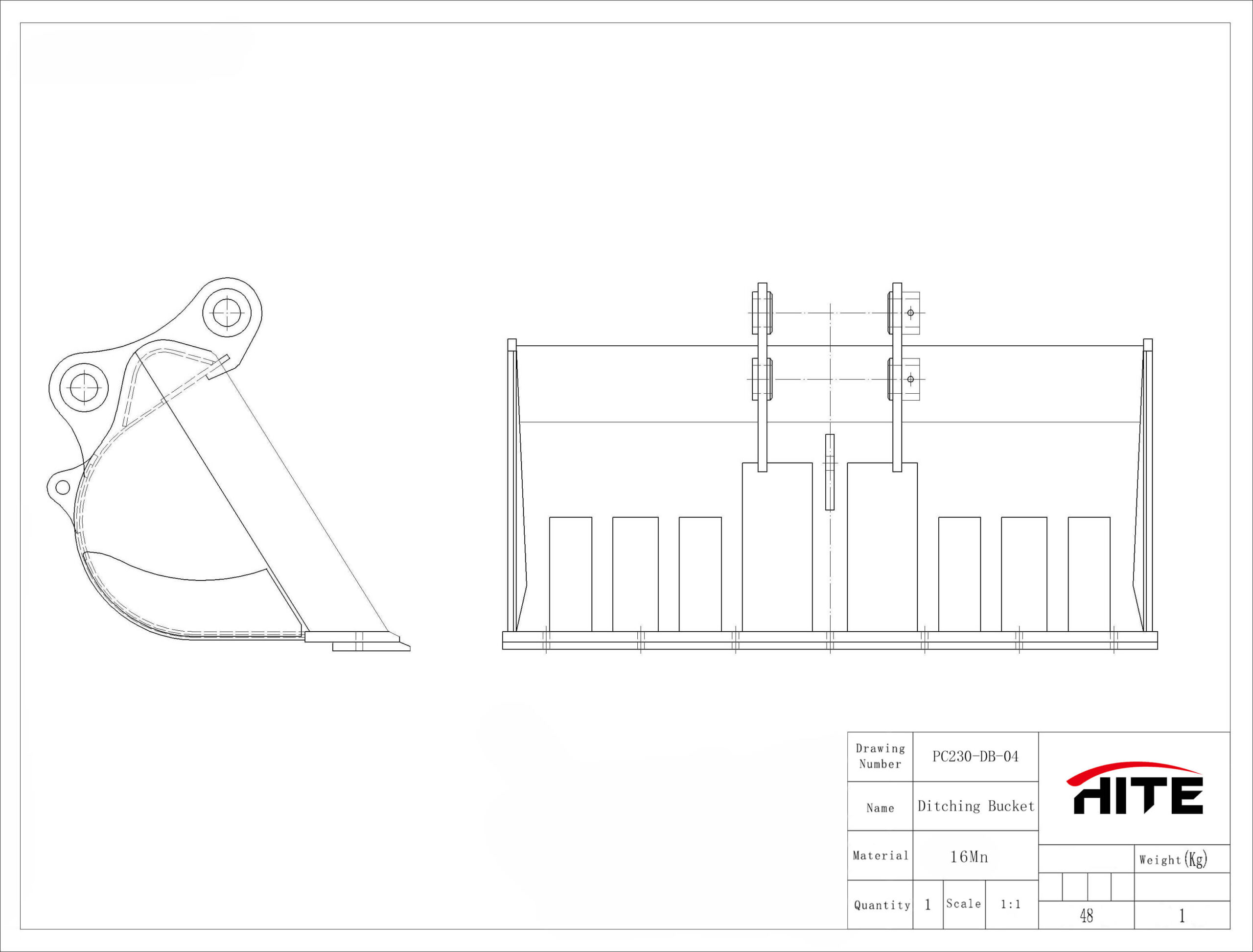 Excavator Ditching Bucket | Grading Bucket| HITE